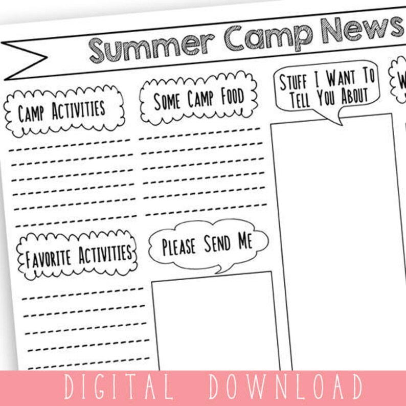 PRINTABLE Fill in the Blank Camp Letter From Camper, Summer Camp ...