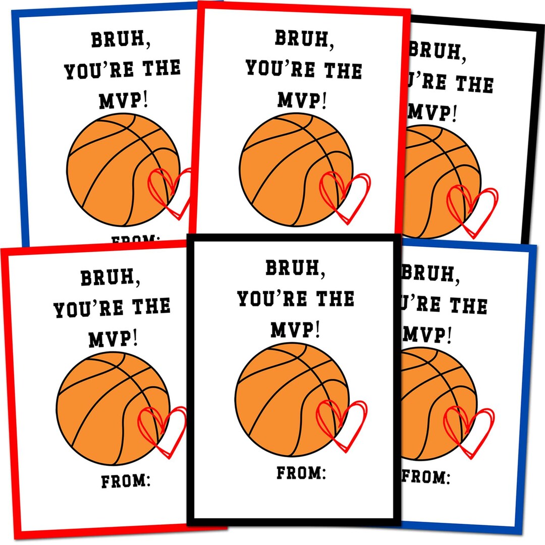 Printable Basketball Valentines, Bruh Valentines, Classroom Kids Class ...
