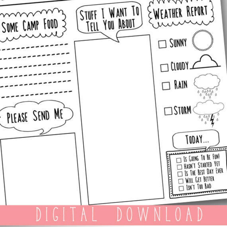 PRINTABLE Fill in the Blank Camp Letter From Camper, Summer Camp ...