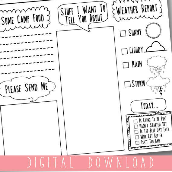 PRINTABLE Fill in the Blank Camp Letter From Camper, Summer Camp ...