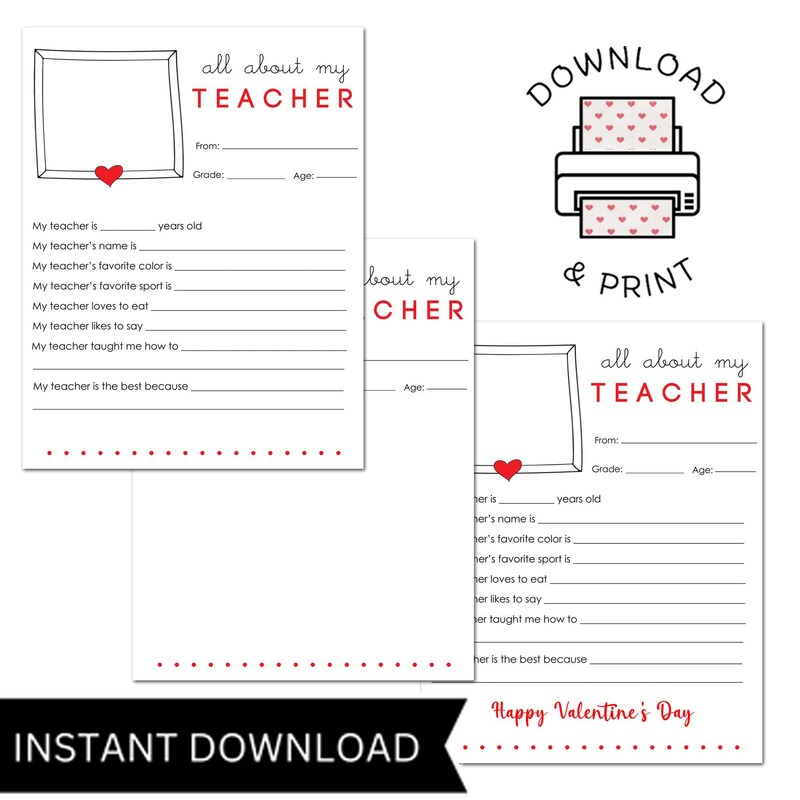 Teacher Valentines - Etsy