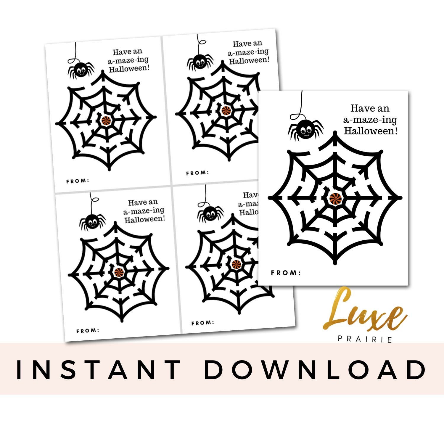 Spider Halloween Cards Printable, Cobweb Maze, Kids Halloween Activity ...