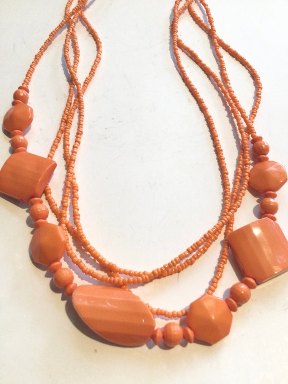 1980’s boho multi strand necklace 4 strands of colorf… - Gem