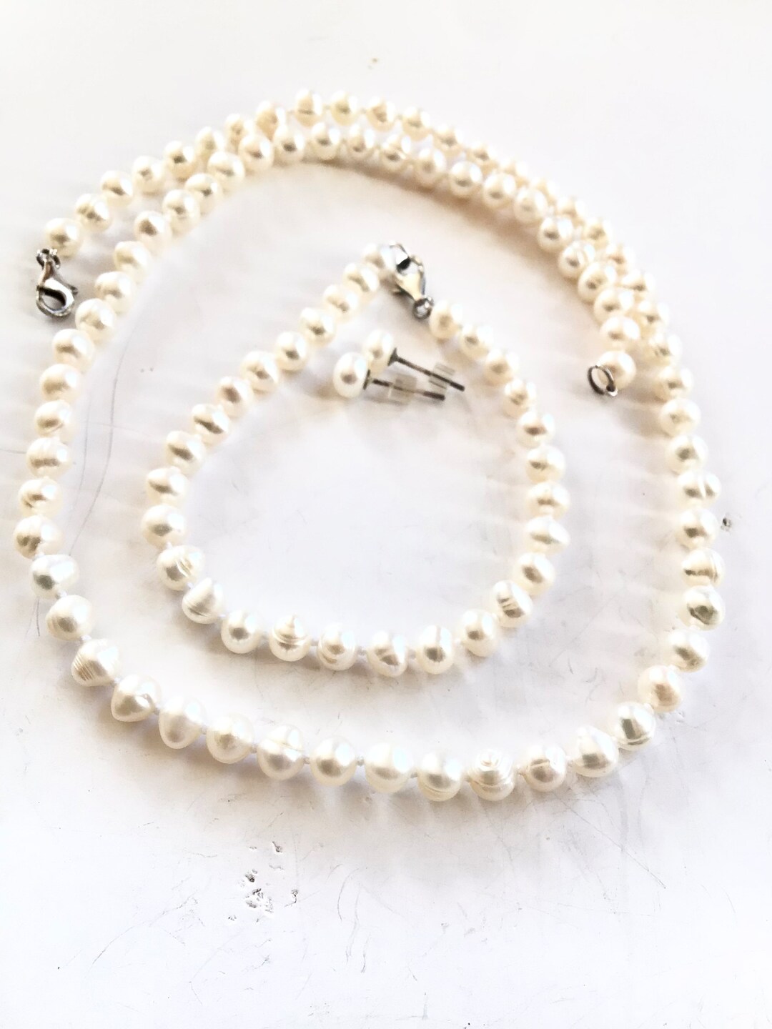 Minimalist White Wedding Genuine White Pearl Set 5mm Pearls - Etsy