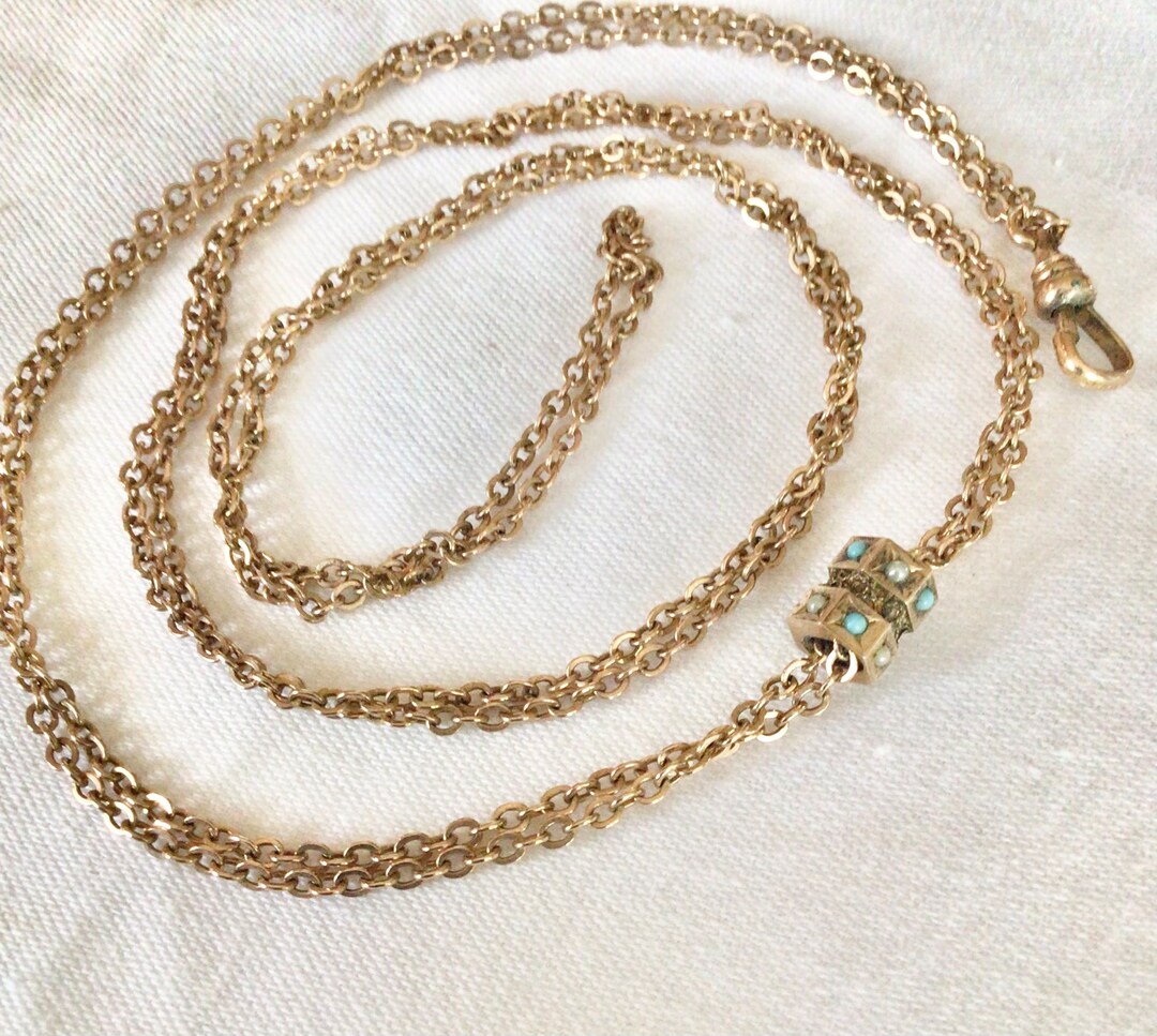 Victorian Gold Filled Watch Chain Long Ladies Watch Chain With Barrel ...