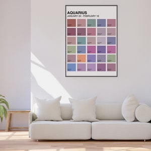 Aquarius Pantone Colors Birthday Chart | DIGITAL DOWNLOAD Wall Art ...