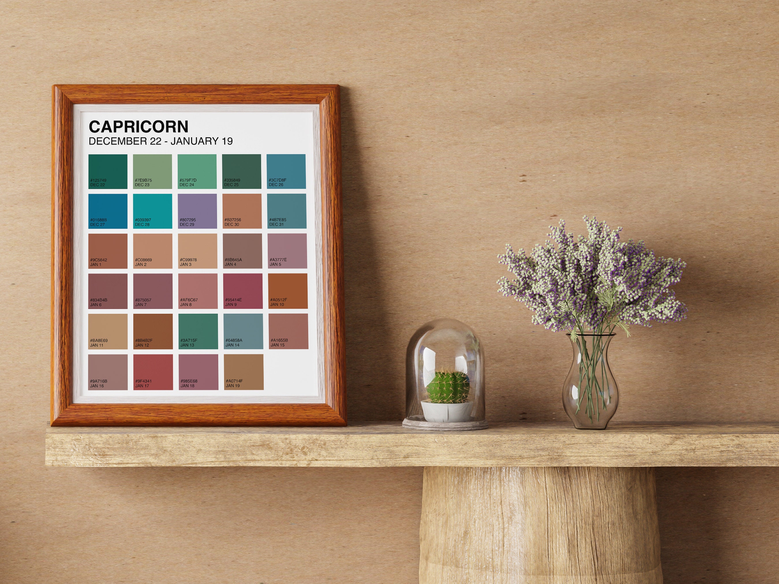 Capricorn Pantone Colors Birthday Chart DIGITAL DOWNLOAD Wall Art ...