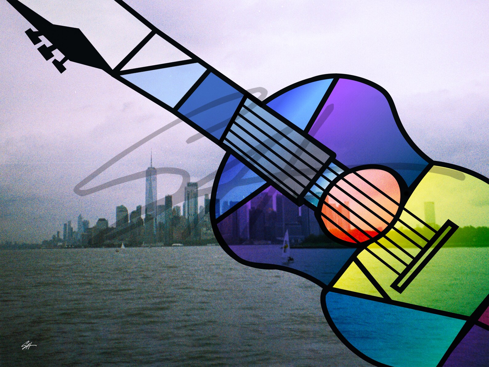 Illustrated Geometric Guitar - Digital Download | Features Original ...