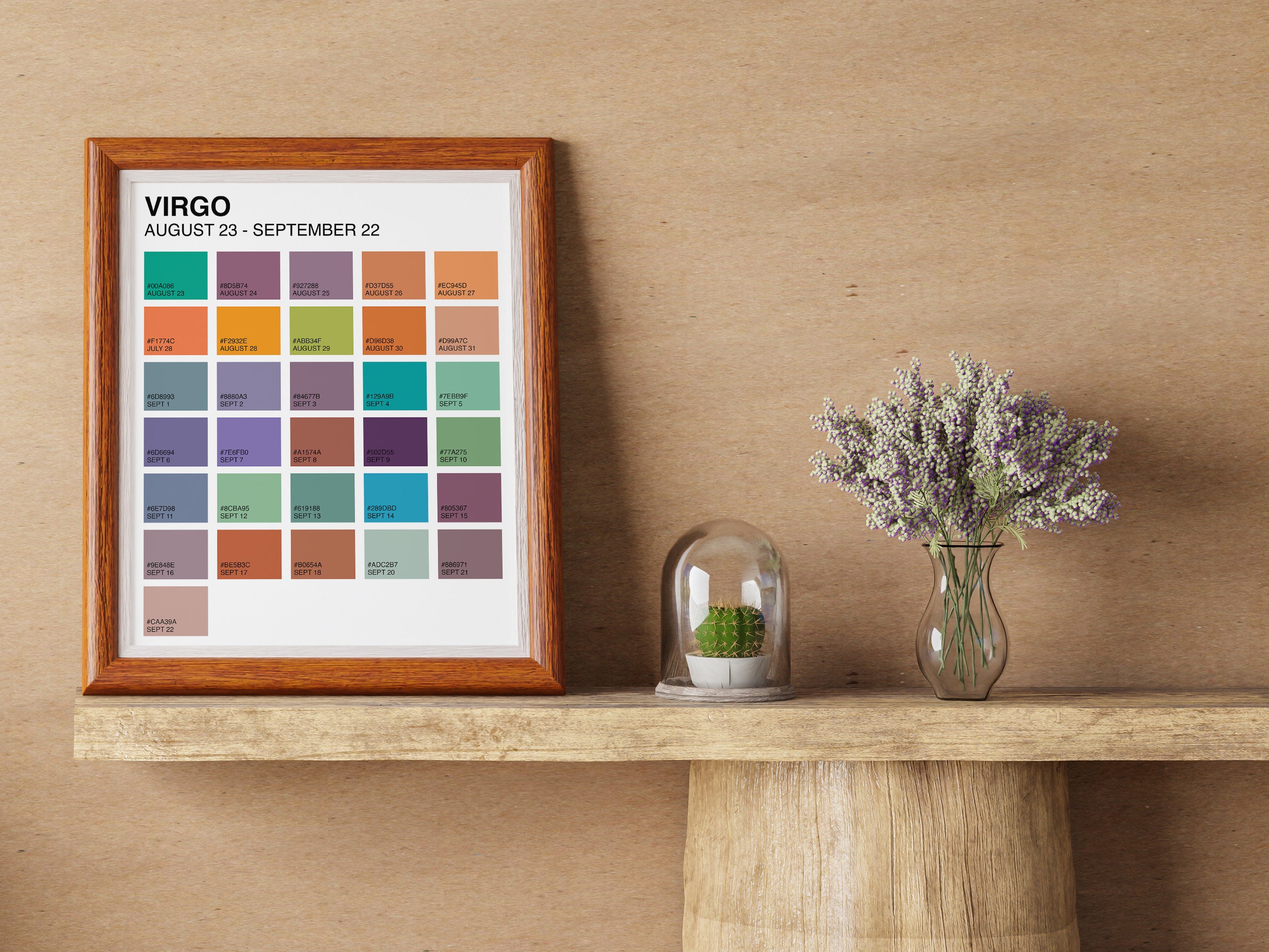 Virgo Pantone Colors Birthday Chart DIGITAL DOWNLOAD Wall - Etsy