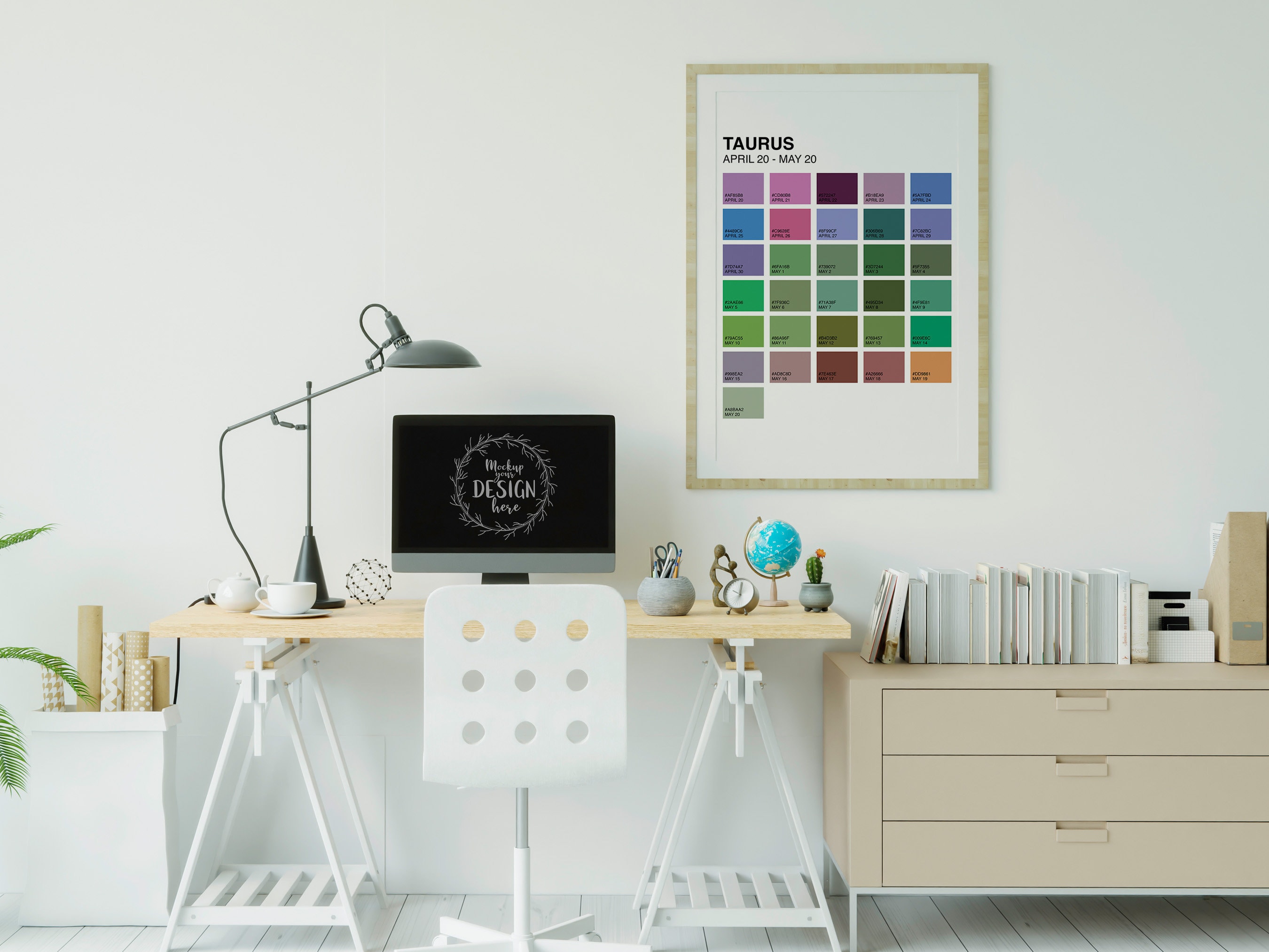 Taurus Pantone Colors Birthday Chart | DIGITAL DOWNLOAD Wall Art ...