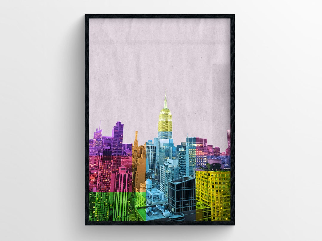 New York City Color Block Skyline | Mondrian, Neon, Paper Texture ...