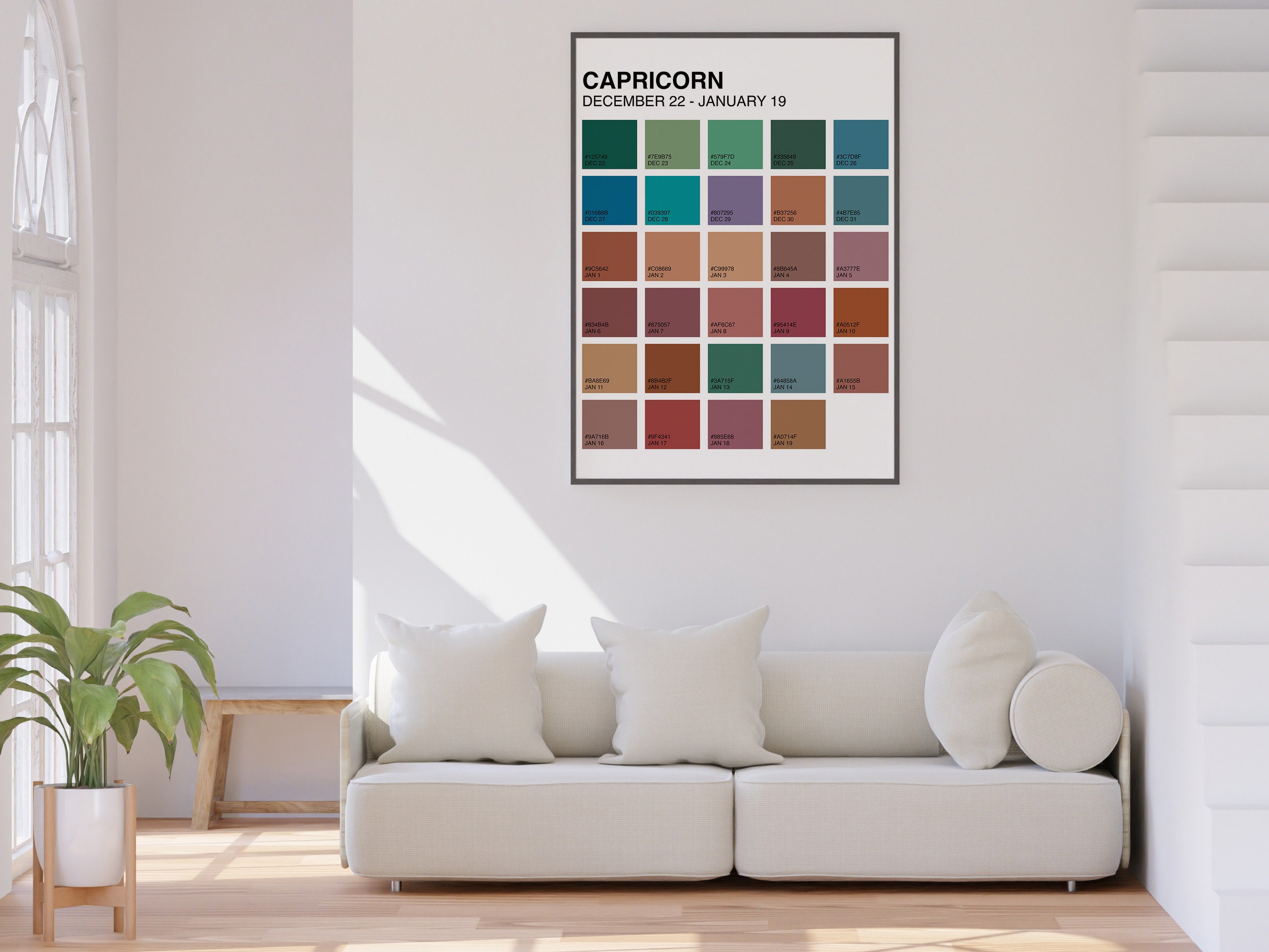 Capricorn Pantone Colors Birthday Chart DIGITAL DOWNLOAD Wall Art ...