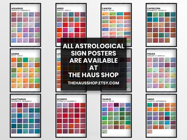 Capricorn Pantone Colors Birthday Chart DIGITAL DOWNLOAD Wall Art ...