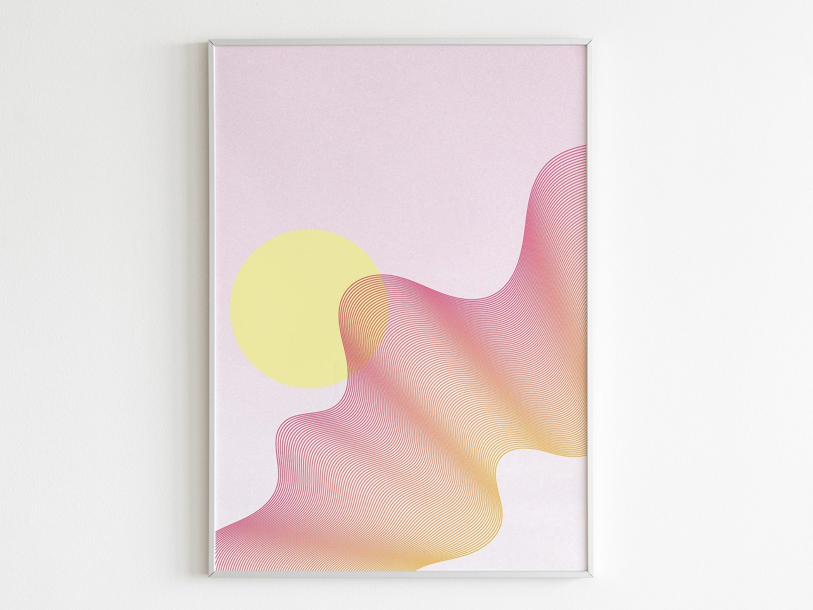 Sun Spiral Abstract Poster Set Pink and Blue Line Illustration Wall Art ...