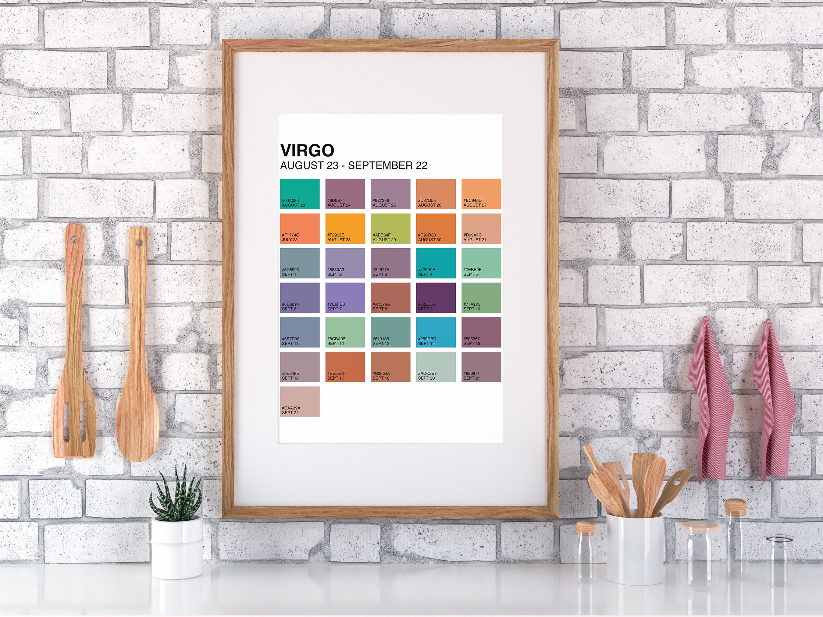 Virgo Pantone Colors Birthday Chart DIGITAL DOWNLOAD Wall - Etsy
