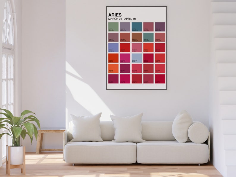 Aries Pantone Colors Birthday Chart DIGITAL DOWNLOAD Wall - Etsy