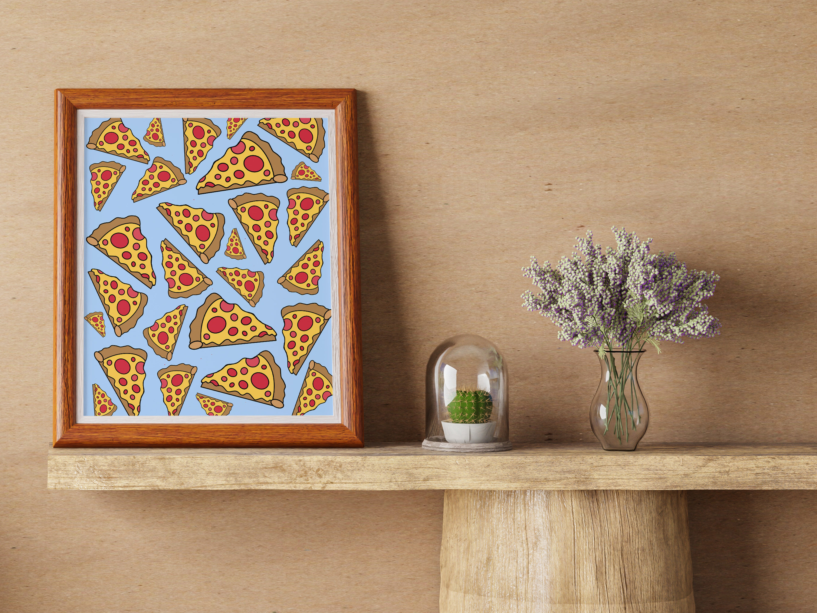 Blue Pizza Pattern Poster | Illustrated Kitchen Decor | Digital ...