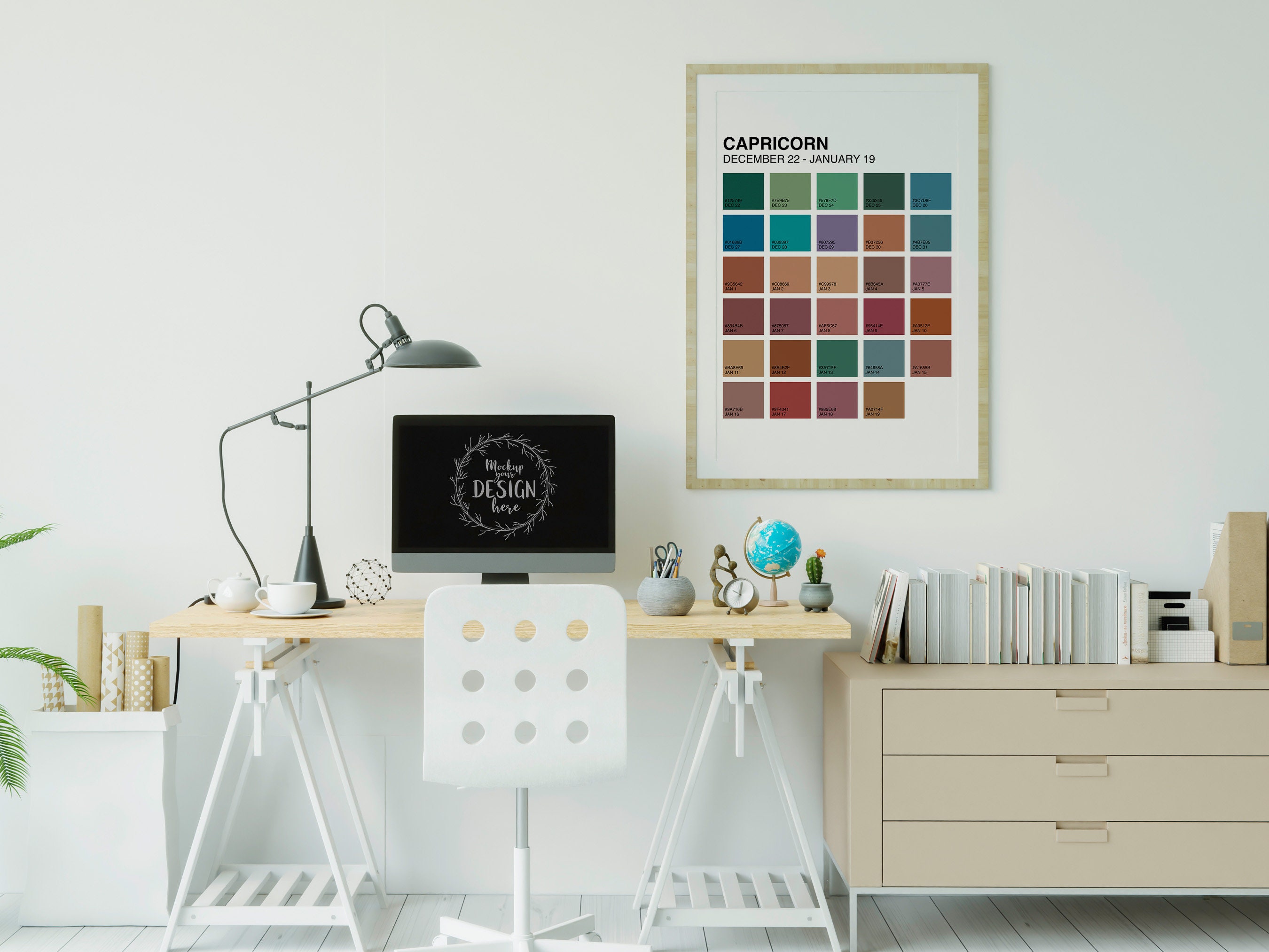 Capricorn Pantone Colors Birthday Chart DIGITAL DOWNLOAD Wall Art ...