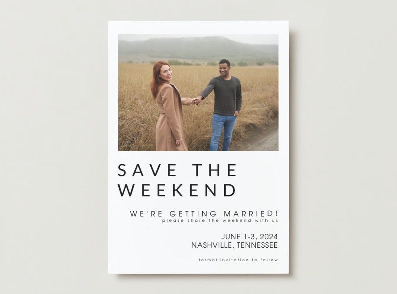 Photo Save the Date Invitation, Minimalist Save the Date, Simple Save ...