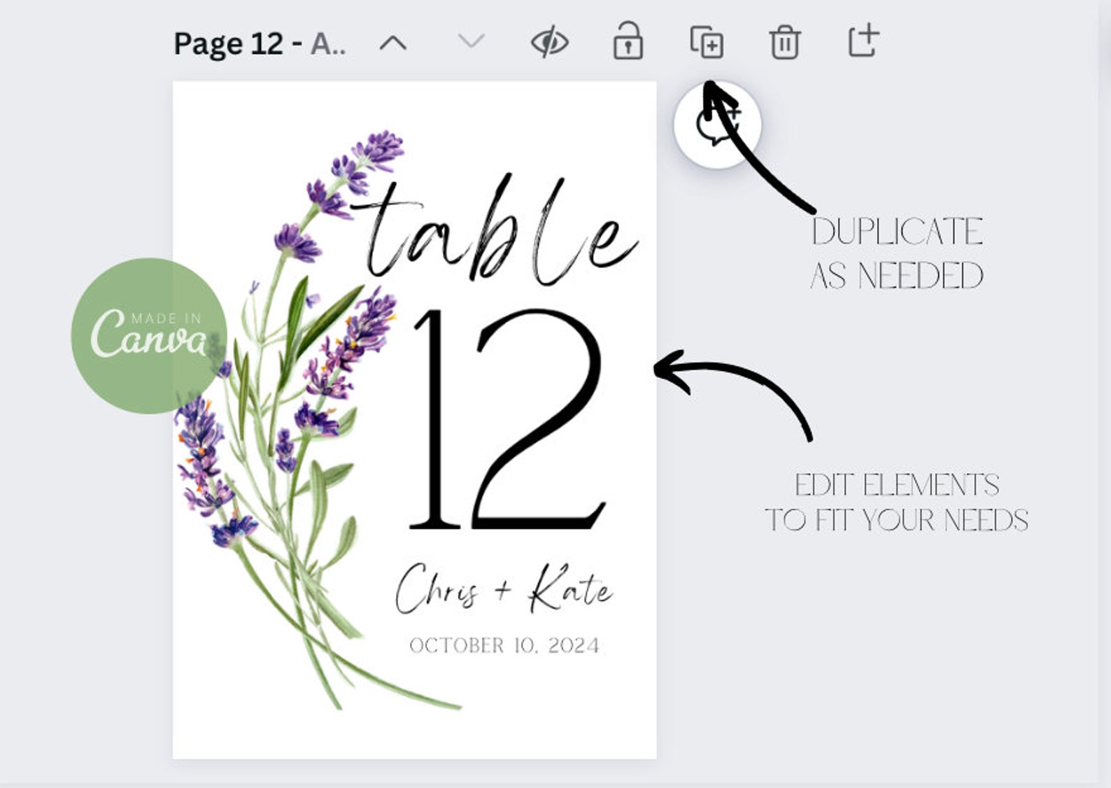 Lavender Wedding Table Numbers, Printable Table Numbers, Editable Table ...