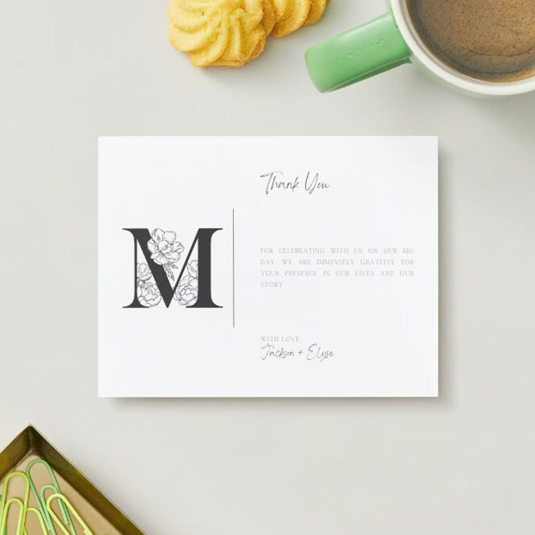 Personalized Flat Thank You Card, Digital Download Thank You Card ...