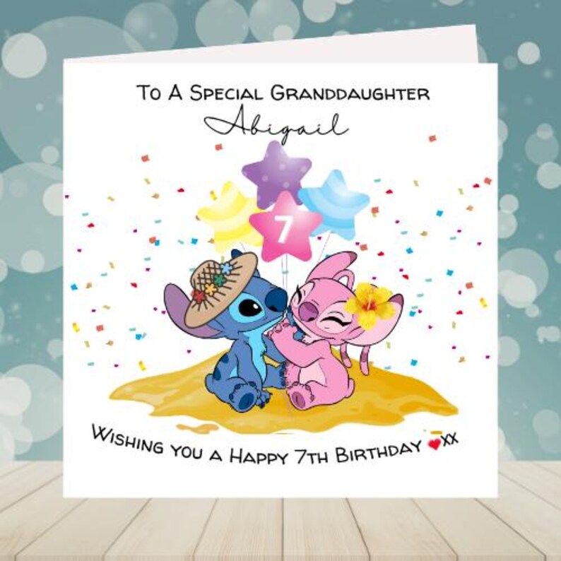 Personalised Lilo & Stitch Birthday Card: Handmade Greeting Card 1 2 3 ...