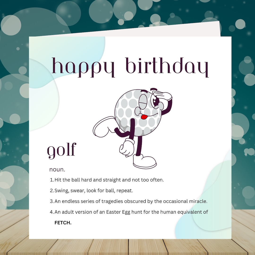 Golf Happy Birthday Card Funny Modern Son Dad Brother Granddad Nephew ...