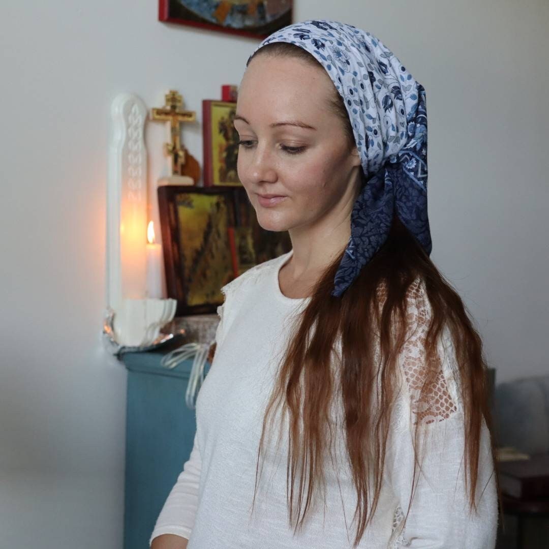 Cotton Blend Christian Floral Paisley Headcovering Slavonic Kerchief ...