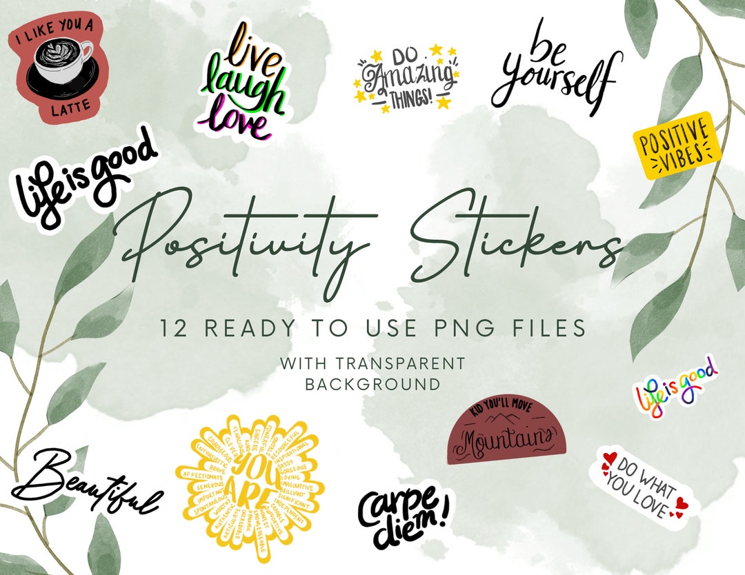 Positivity Stickers PNG Files Sticker Files Digital - Etsy