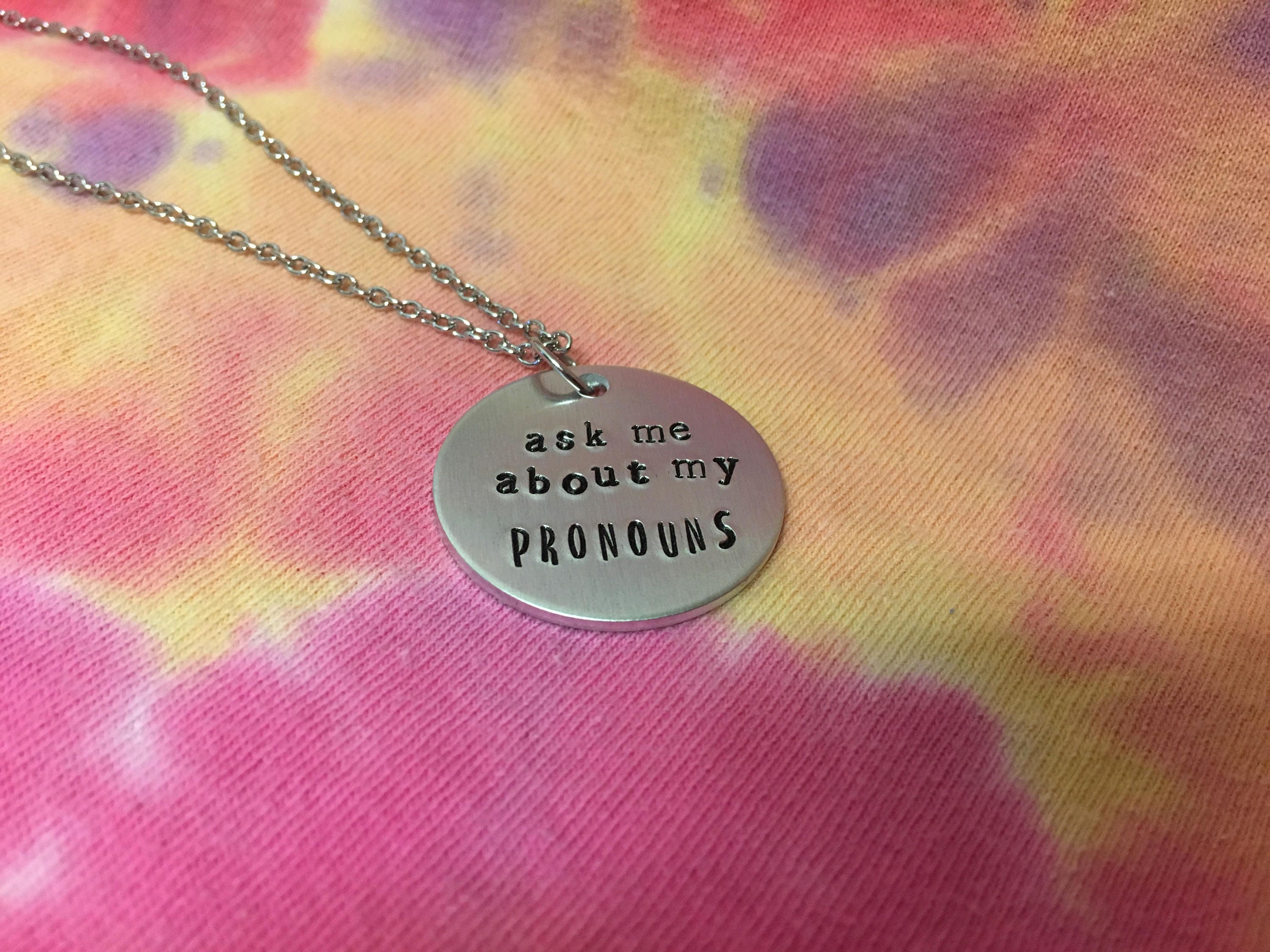 Ask Me About My Pronouns Necklace Ask Me About My Pronouns | Etsy