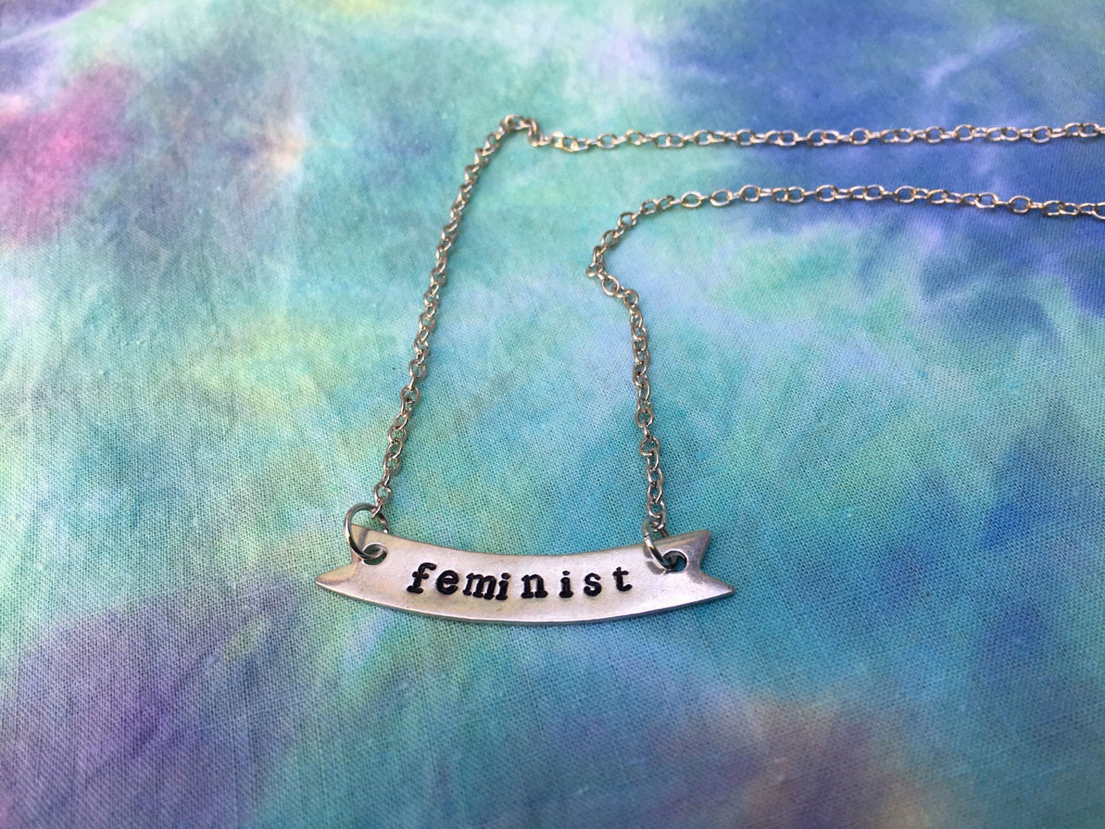 Feminist Banner Necklace Pewter Feminist Necklace Pro | Etsy