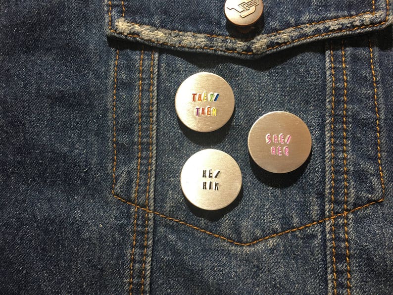 Pronoun Pin Trans Transgender MTF FTM Nonbinary Enamel | Etsy