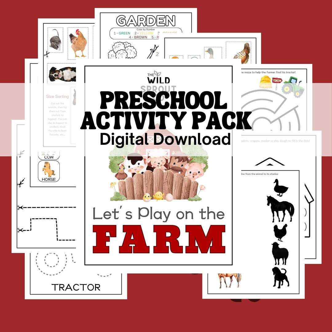 Farm Animal Preschool Activity Pack- Printable -farm Animals - Learning ...