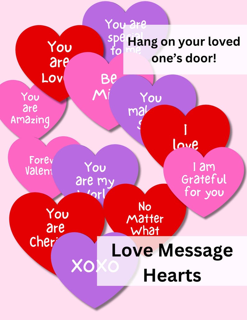Valentine's Day Hearts - Message Hearts - Instant Download - Etsy