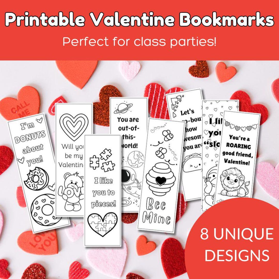 PRINTABLE Valentine Bookmarks - Valentine's Day Party - Class Party ...