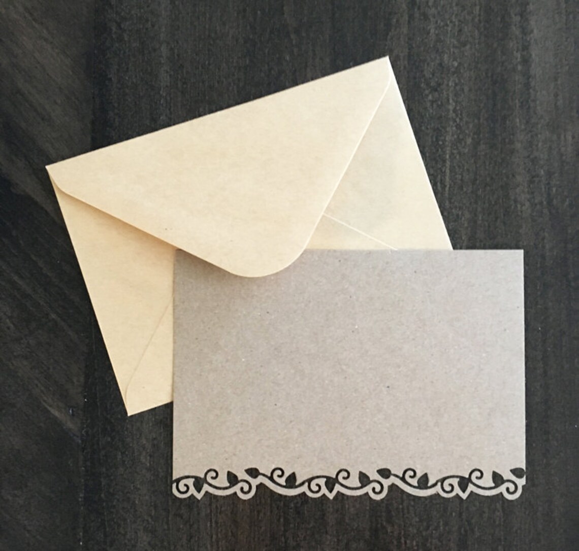 Blank Note Card. Handmade Thank You Card. Ivy Die Cut Notecards. Kraft ...