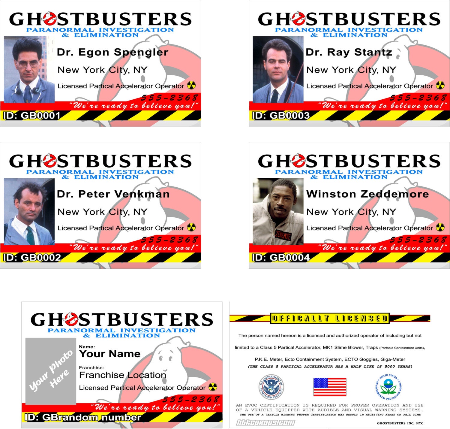 Ghostbusters ID Cards Various/Custom Designs | Etsy