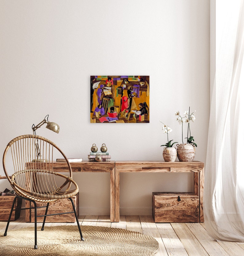 Abstract Painting Wall Art Canvas Print the Library Jacob Lawrence - Etsy