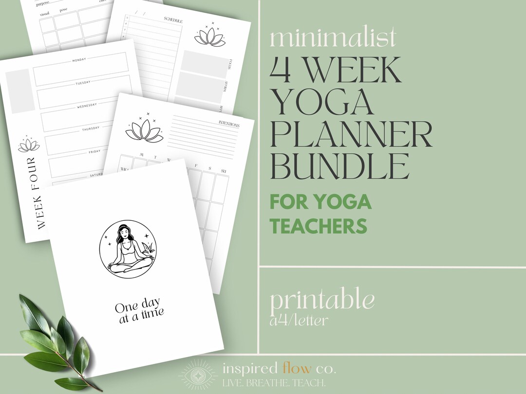 4 Week Yoga Class Planner Bundle for Yoga Teachers B&W Minimalist ...