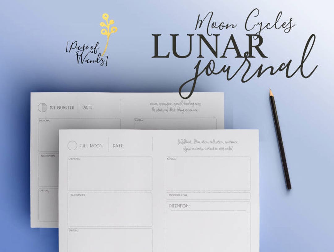 Lunar Journal Health and Wellness Moon Cycle Tracker Diary Intention ...