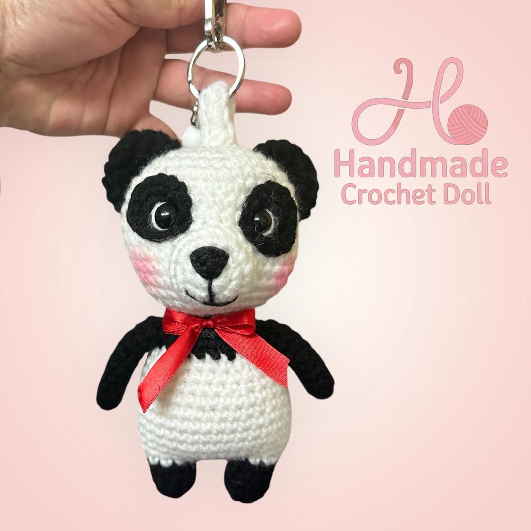 Crochet Panda Keychain – Handmade Amigurumi Plush Bag Charm - Etsy