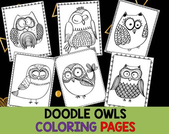 Owl coloring | Etsy