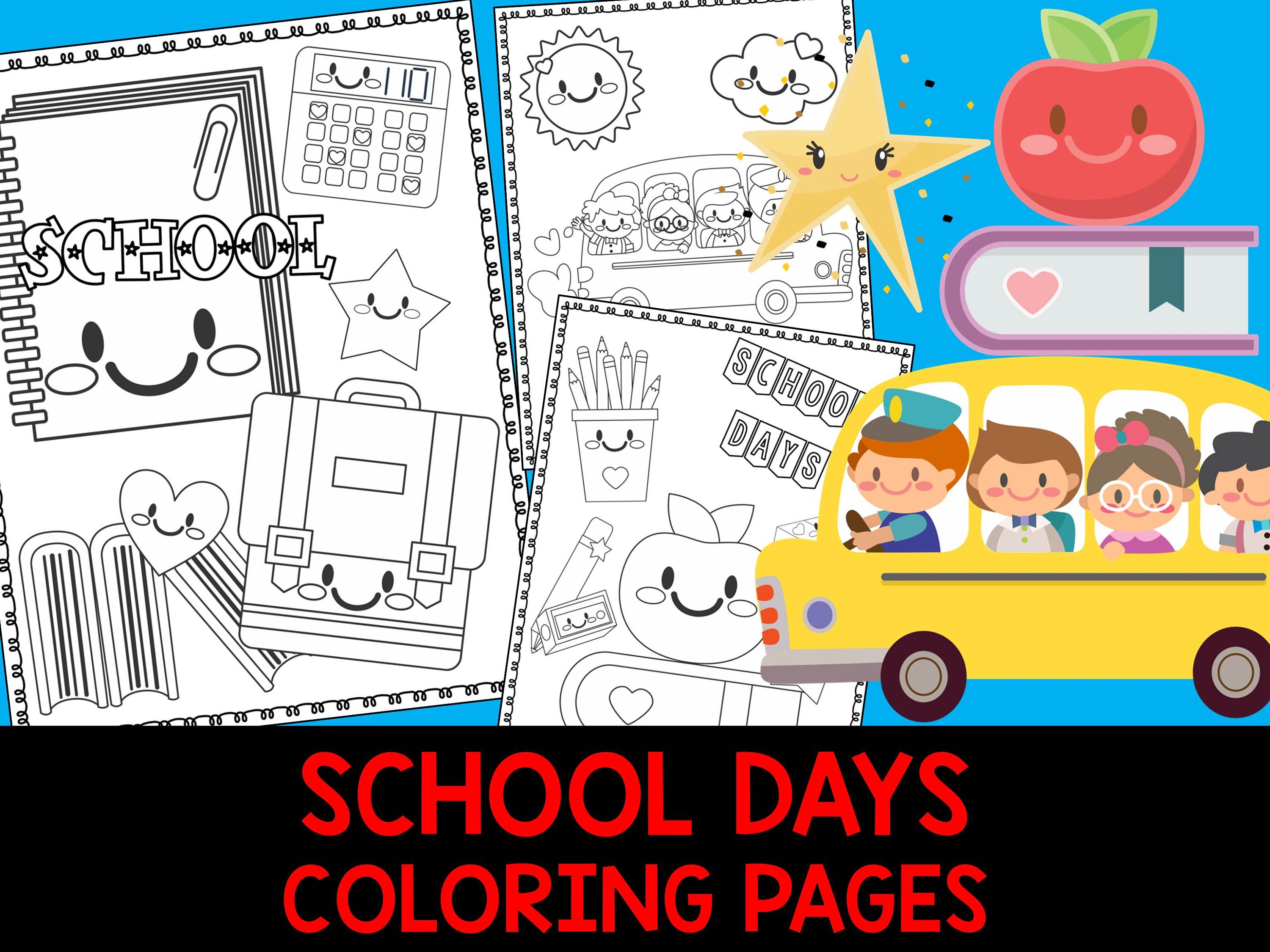 Editable School Days Coloring Pages The Crayon Crowd | Etsy