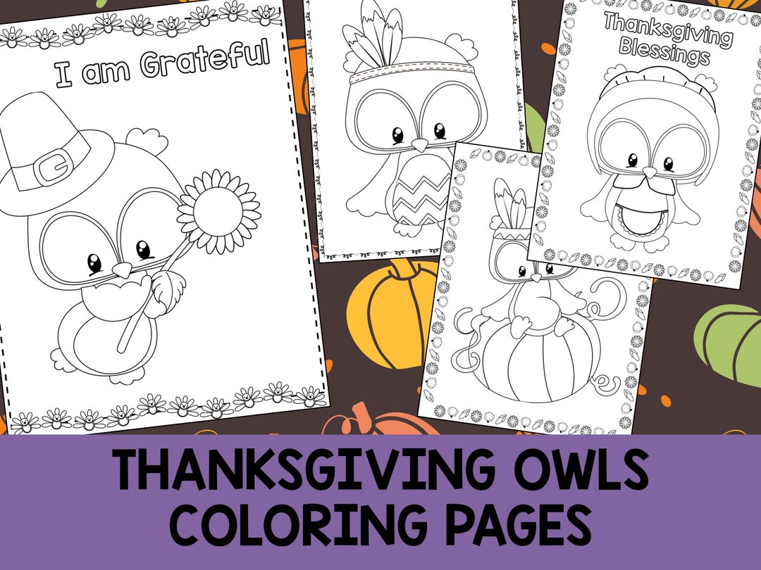Thanksgiving Owls Coloring Book Pages the Crayon Crowd - Etsy