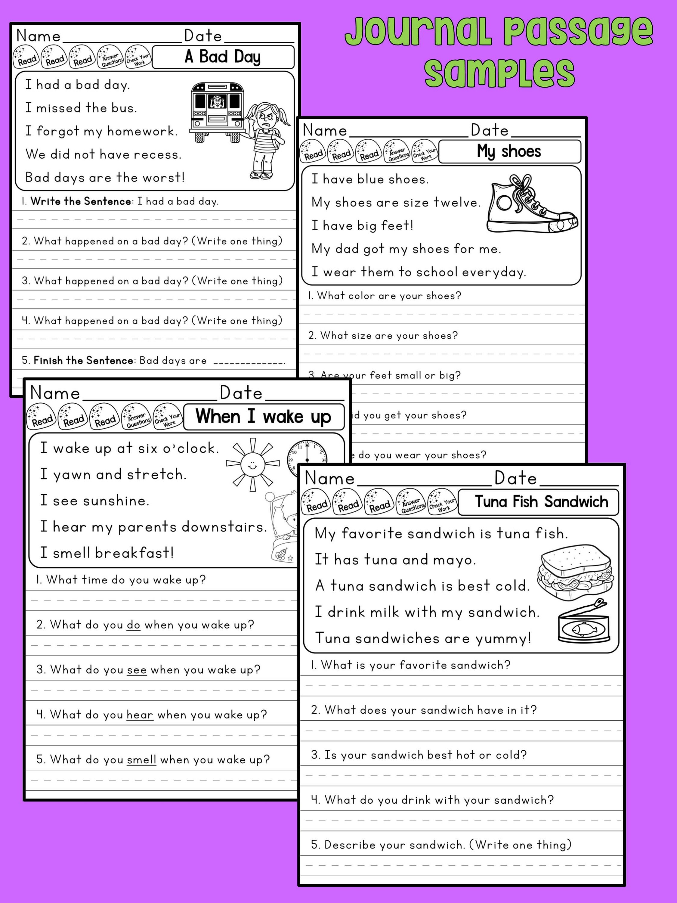 My Jelly Journal Daily Journal to Practice Reading and | Etsy