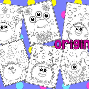 Party Monsters Birthday Coloring Pages The Crayon Crowd | Etsy