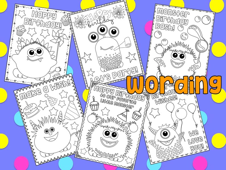 Party Monsters Birthday Coloring Pages The Crayon Crowd | Etsy
