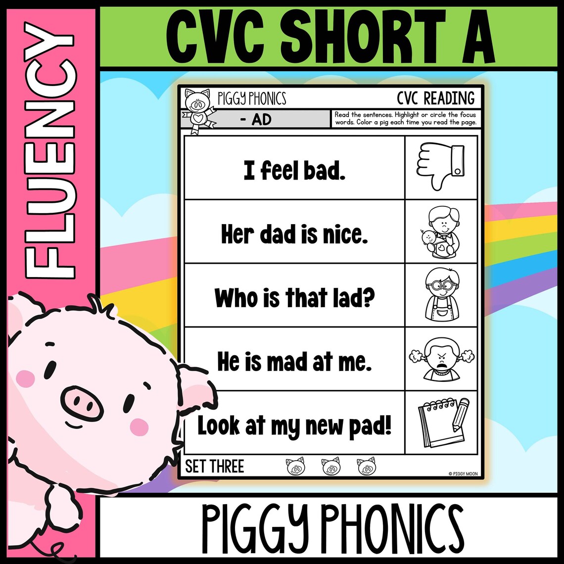 CVC FLUENCY Fluency Sentences Reading Short A 60 Pages | Etsy