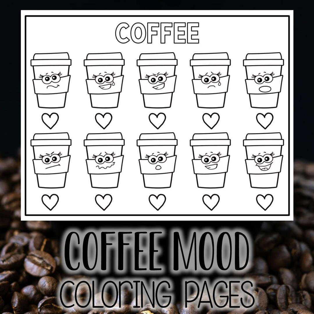 Coffee Mood Tracker : 2 Cute Coloring Pages PDF File Instant Download - Etsy