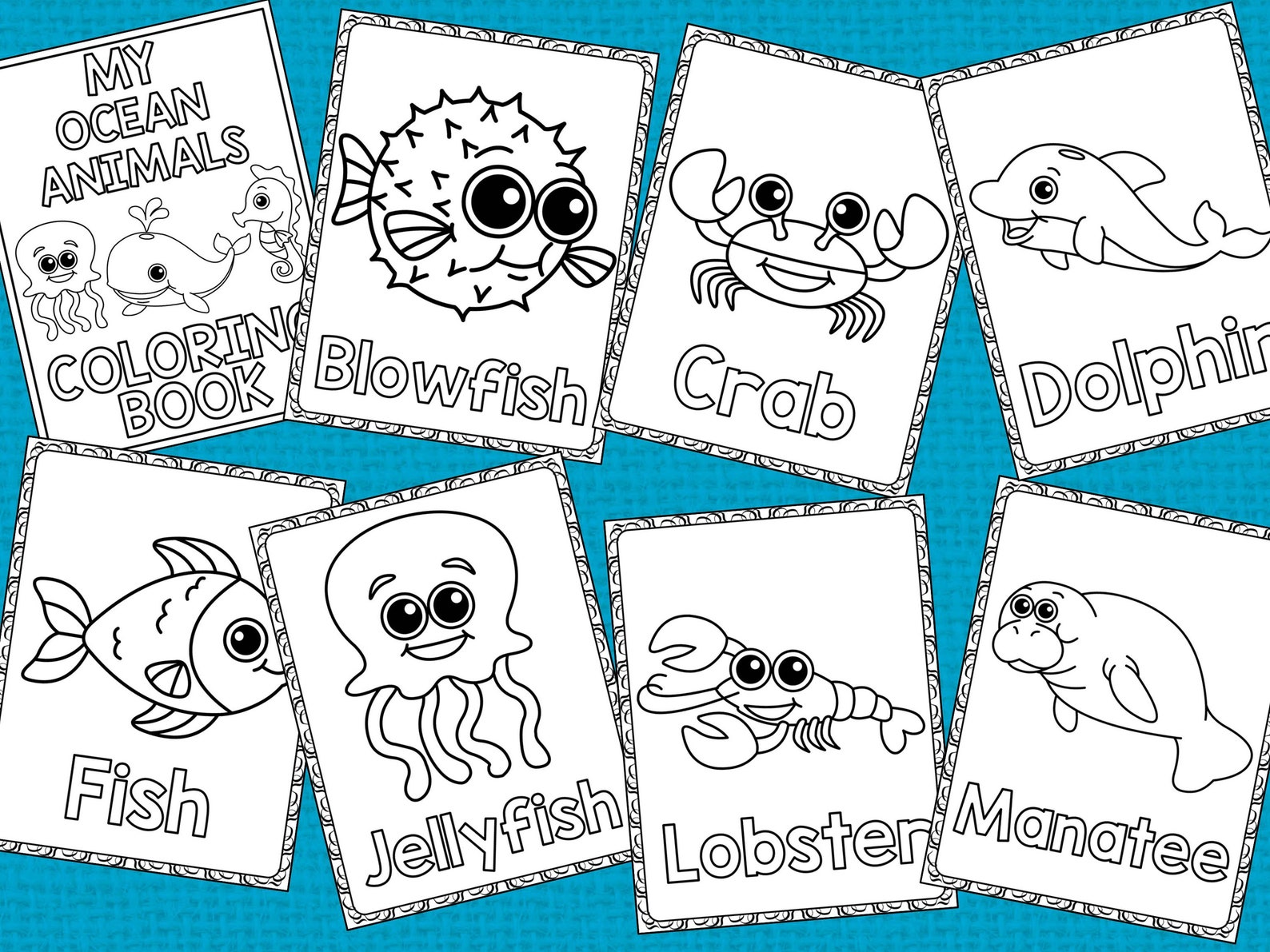 Ocean Animals Coloring Book Pages The Crayon Crowd | Etsy